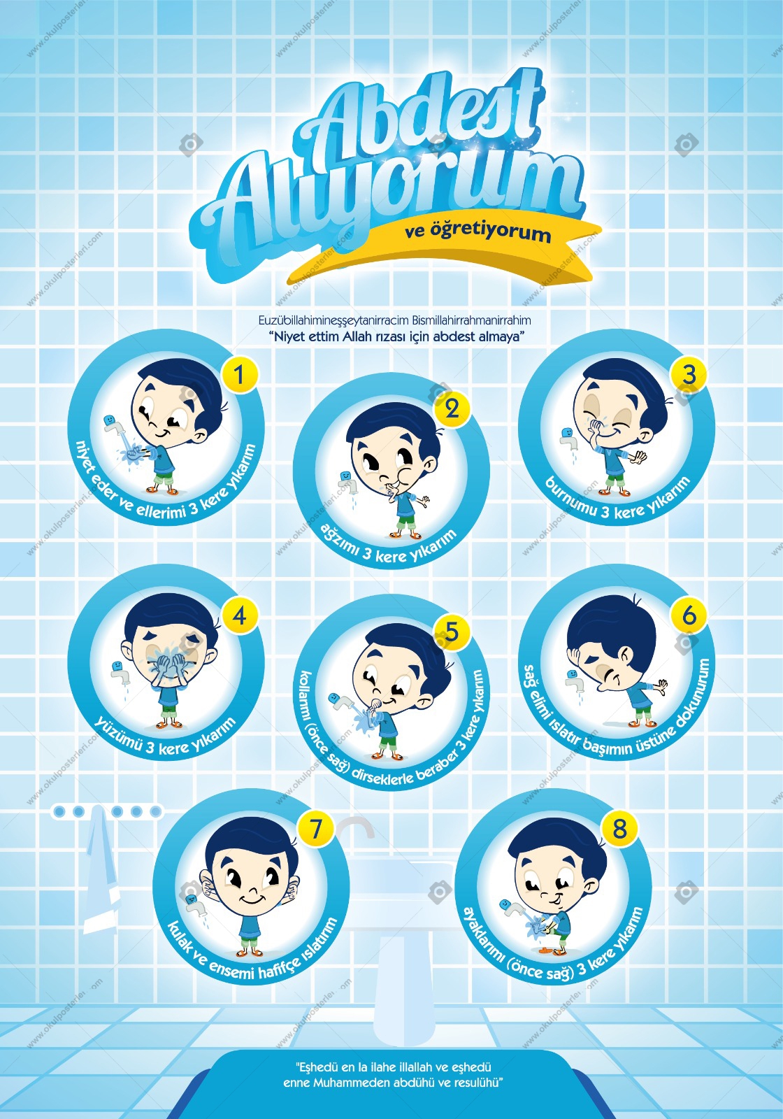 Abdest Alıyorum Okul Afişi | okulkapigiydirme.net