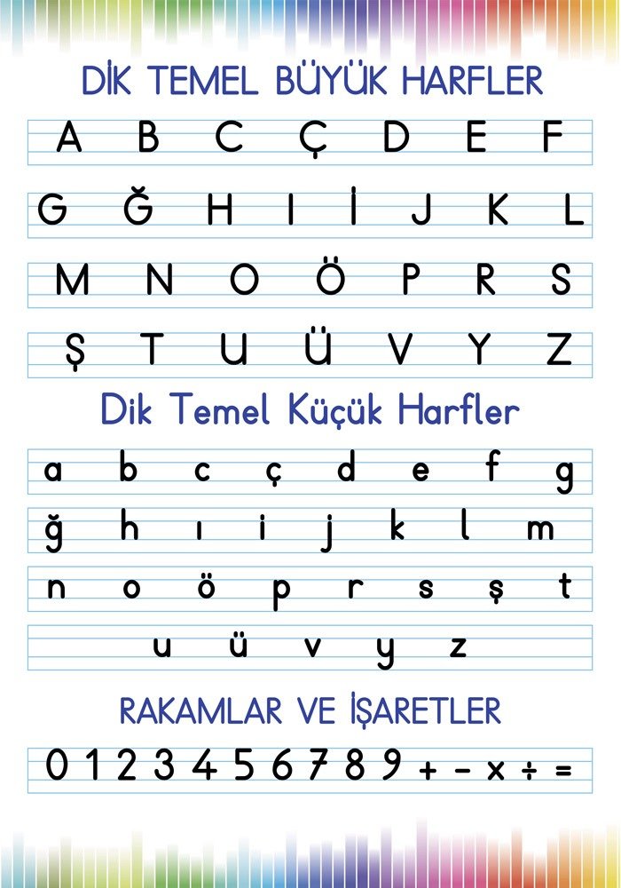 Dik Temel Harfler | okulkapigiydirme.net