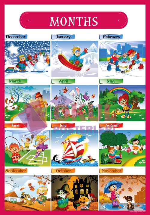 ingilizce Aylar Months Poster | okulkapigiydirme.net